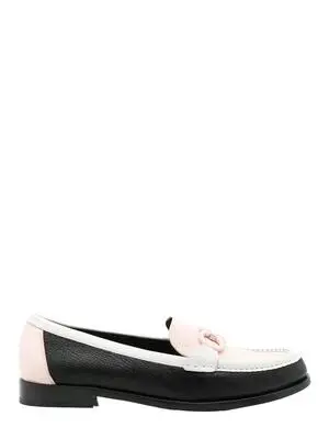 FERRAGAMO Gancini Leather Moccasin Loafers - Black