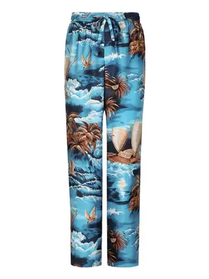 Dolce & Gabbana Graphic-print Silk Trousers - Blue