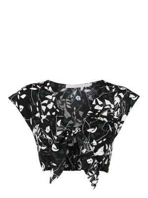 CLUBE BOSSA Front-tied Top - Black
