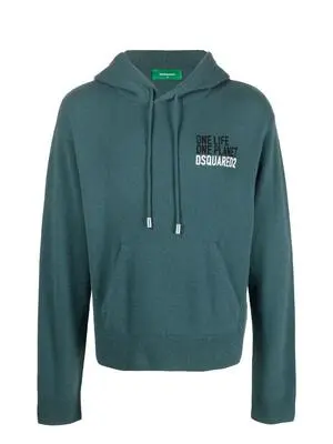 Dsquared2 Embroidered Logo Cashmere Hoodie - Green