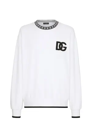 Dolce & Gabbana Logo-embroidered Cotton Sweatshirt - White