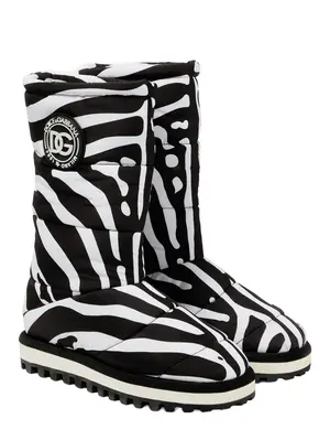 Dolce & Gabbana Zebra-print Padded Nylon Boots - Multicoloured