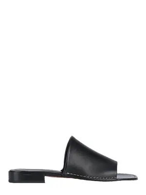 TOD'S Leather Slide Sandals - Black