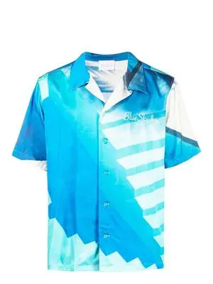 BLUE SKY INN Abstract-print Short-sleeved Shirt - Blue