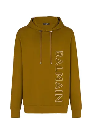 Balmain Logo-embossed Organic-cotton Hoodie Green