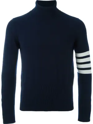 Thom Browne 4-bar Stripe Cashmere Turtleneck - Blue