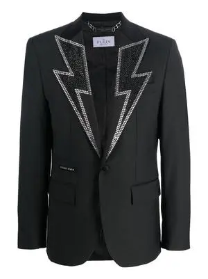 Philipp Plein Crystal-embellished Single-breasted Blazer - Black