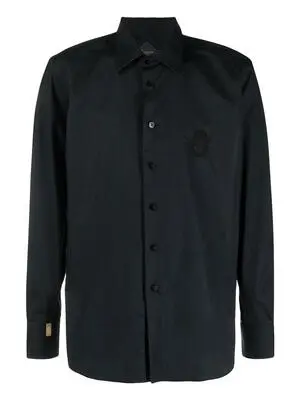 BILLIONAIRE Logo-embroidered Long-sleeve Shirt - Black