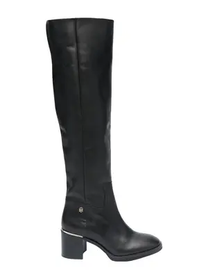 Tommy Hilfiger Logo-plaque Knee-high Boots - Black