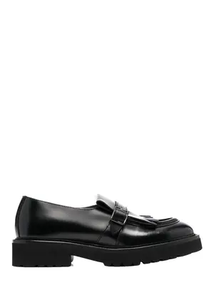 DOUCAL'S Fringed Leather Loafers - Black