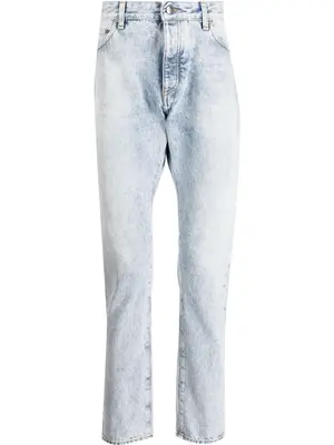 Palm Angels Curved-logo Print Jeans - Blue