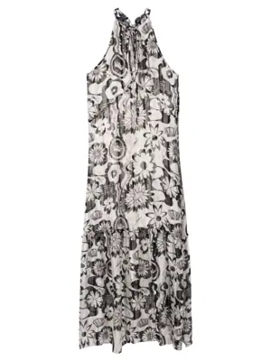 AMIR SLAMA Floral-print Halterneck Beach Dress - White
