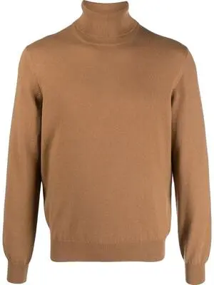 LARDINI Roll-neck Knitted Jumper - Brown