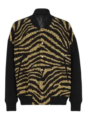 Balmain Metallic Zebra-print Jacket - Black