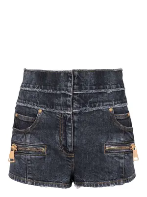 Balmain Multi-pocket Denim Shorts - Blue