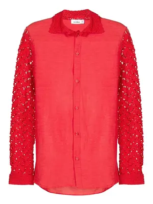 AMIR SLAMA Floral-lace Shirt - Red
