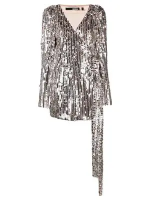 ROTATE BY BIRGER CHRISTENSEN ROTATE BIRGER CHRISTENSEN Sequin-Embellished V-Neck Dress