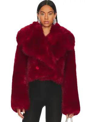 Adrienne Landau Faux Fur Jacket - Red