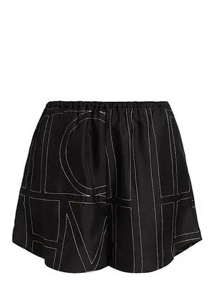 TOTEME Silk Stitched-logo Shorts Black Monogram