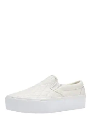 VANS Classic Slip-on Stackform Quilted Platform Shoes - White