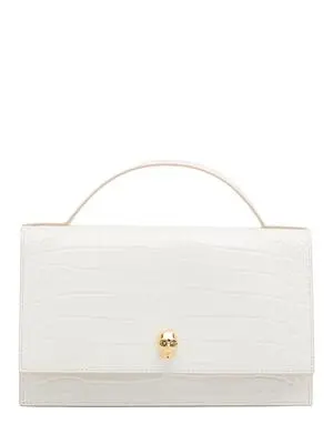 ALEXANDER MCQUEEN McQueen Medium Skull Croc-Embossed Bag