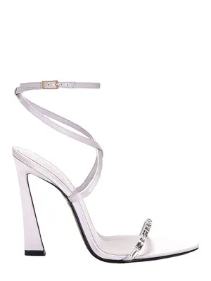 Saint Laurent Gippy 110 Sandal - Poly Grey & Crystal