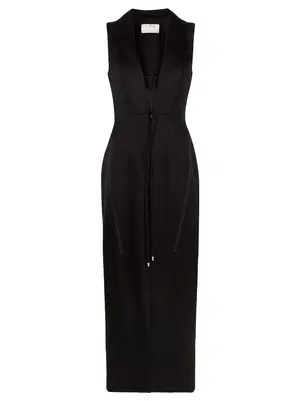 V:PM ATELIER Dario V-neck Midi Dress - Black
