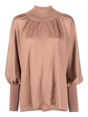 Fabiana Filippi Mock-neck Cashmere-blend Top - Brown