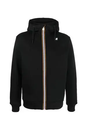 K-WAY Stripe-trim Zip-up Hoodie - Black