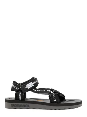 NEIGHBORHOOD Logo-tape Flat Sandals - Black