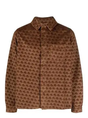 ERL All-over Logo Print Corduroy Shirt - Brown