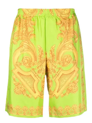 Versace Barocco Silk Shorts - Green