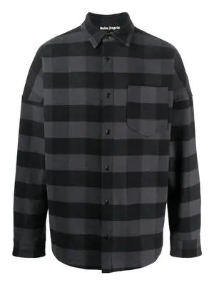 Palm Angels Check-print Cotton Shirt - Black