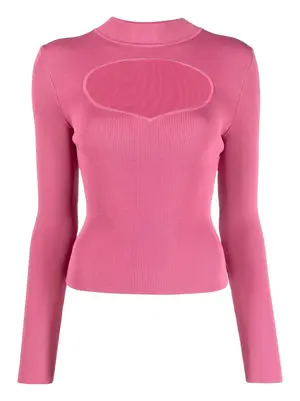 Staud Ribbed-knit Cut-out Jumper - Pink