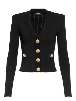 Balmain Cropped Cardigan - Black