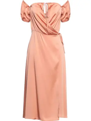SEMICOUTURE Midi Wrap Dress Salmon Pink