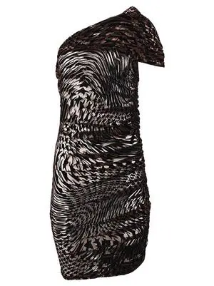 MUGLER Printed Mesh Mini Dress Nude And Black