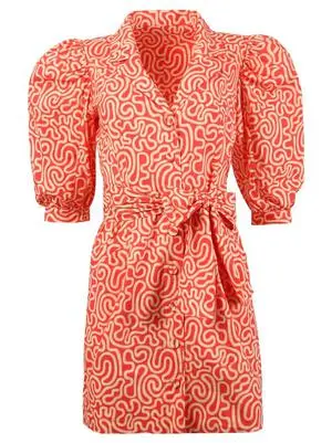 Lhd The Casitas Mini Dress - Orange Squiggle