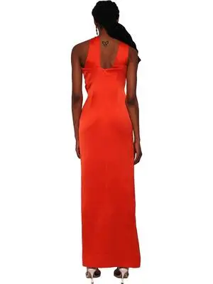 RASARIO Draped Satin Gown With Cut-out Detail - Orange