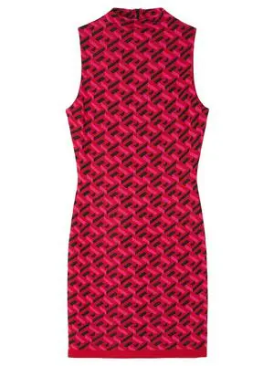 Versace La Greca Jacquard Mini Dress - Parade Red
