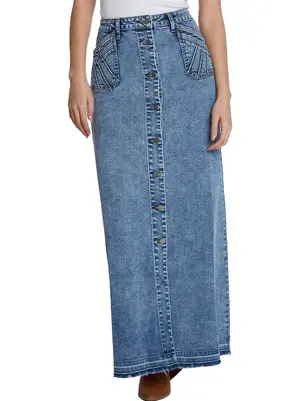 WASH LAB DENIM Wash Lab Denim Royal Maxi Skirt Seaside Blue