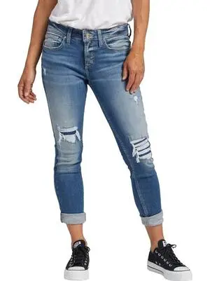 SILVER JEANS CO. Slim Fit Girlfriend Jeans - Indigo