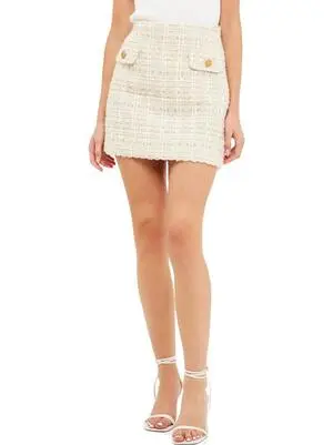 Endless Rose Tweed Mini Skirt - Ivory