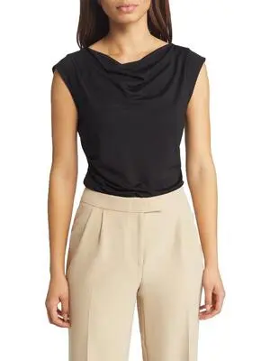 Anne Klein Gathered Cowl Neck Top - Anne Black