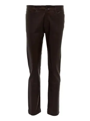 PETAR PETROV Gonda Low-rise Leather Pants - Brown
