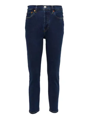RE/DONE 90s High-rise Cropped Skinny Jeans - Blue