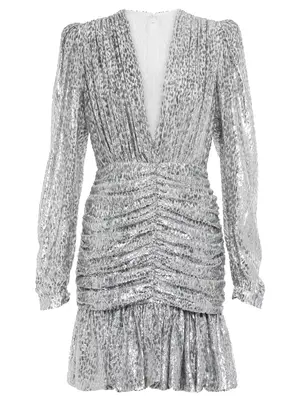 Costarellos Libby Embellished Ruched Minidress - Silver
