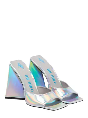 Attico Devon Metallic Leather Mules - Silver