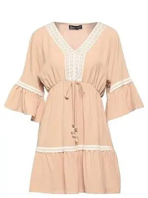 VANESSA SCOTT Flared Mini Dress - Beige