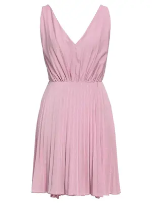 VANESSA SCOTT Mini Pleated Lamé Dress Mauve